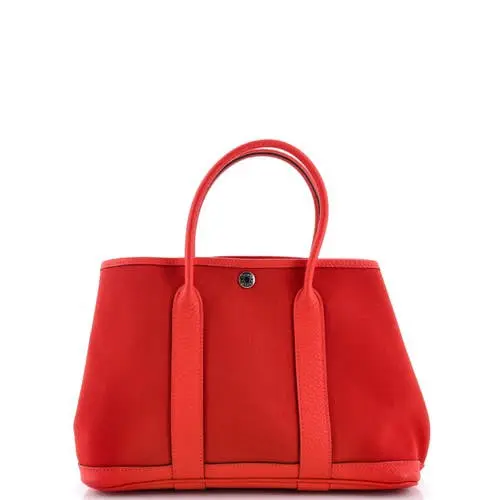 Hermès Garden Party Tote Toile And Leather 30 - Red