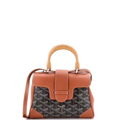 Goyard Saigon Top Handle Bag Coated Canvas With Leather Mini - Brown