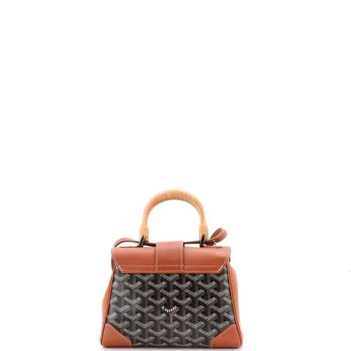 Goyard Saigon Top Handle Bag Coated Canvas With Leather Mini - Brown