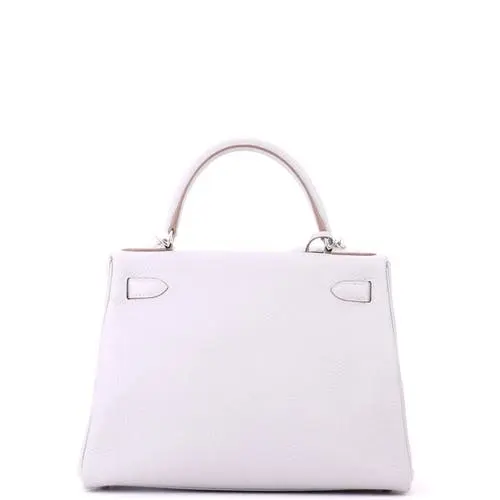 Hermès Kelly Handbag Clemence With Palladium Hardware 28 - Grey