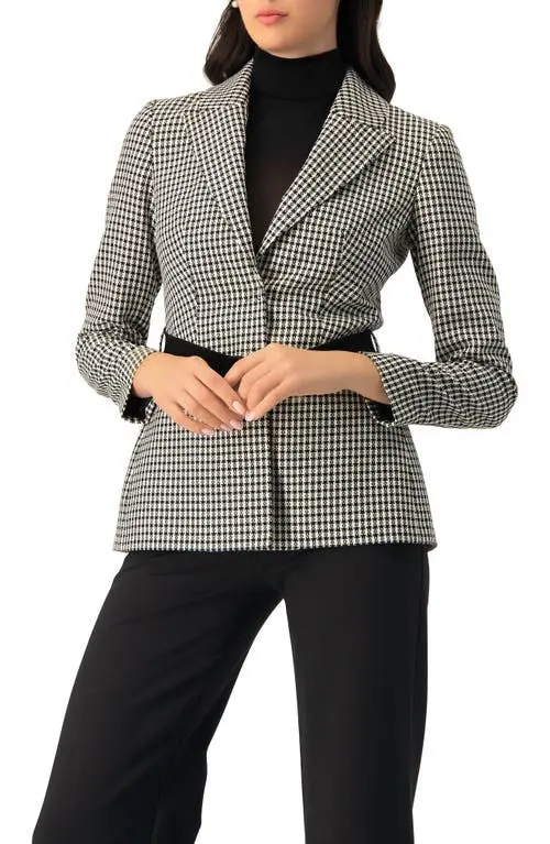 IVONNE Belted Checkered Blazer