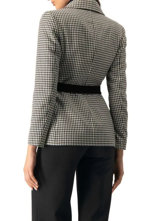 IVONNE Belted Checkered Blazer