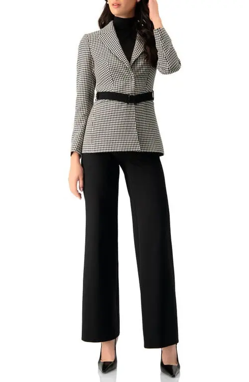 IVONNE Belted Checkered Blazer