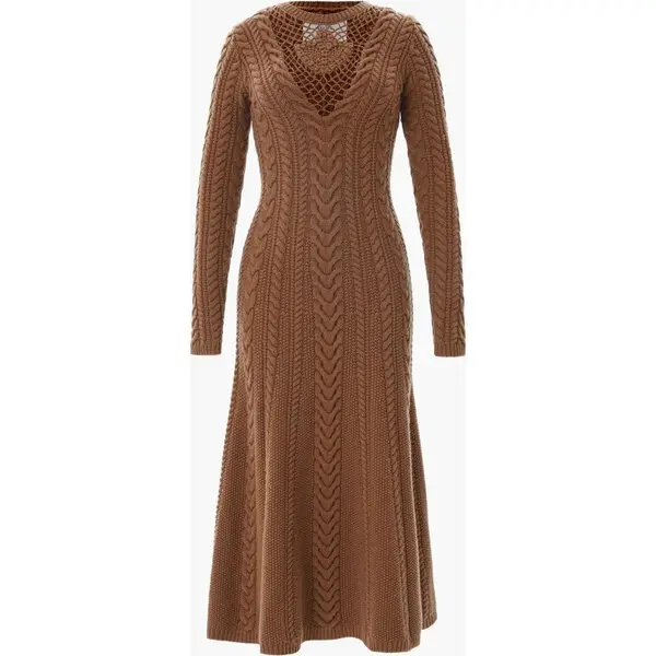 DODIEE Cable-knit Maxi Dress - Camel