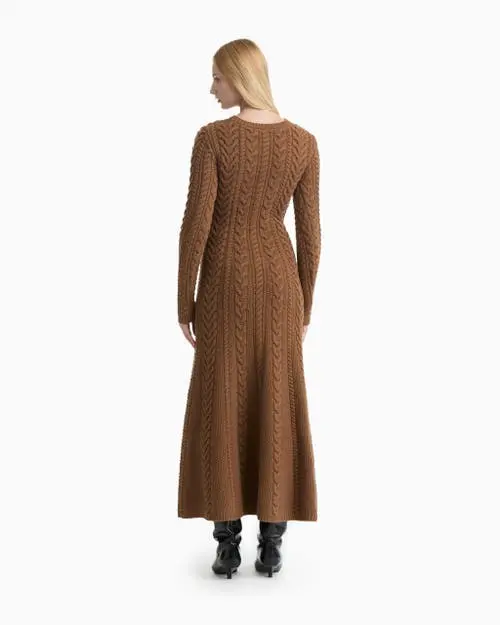 DODIEE Cable-knit Maxi Dress - Camel