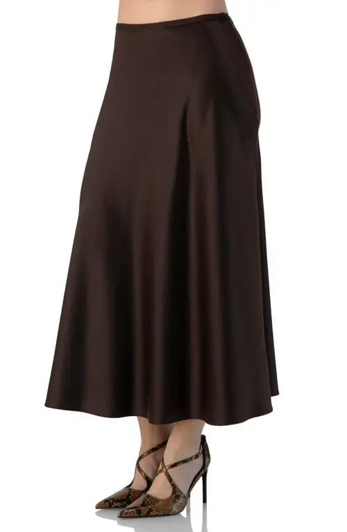 IVONNE Solid Satin Midi Skirt