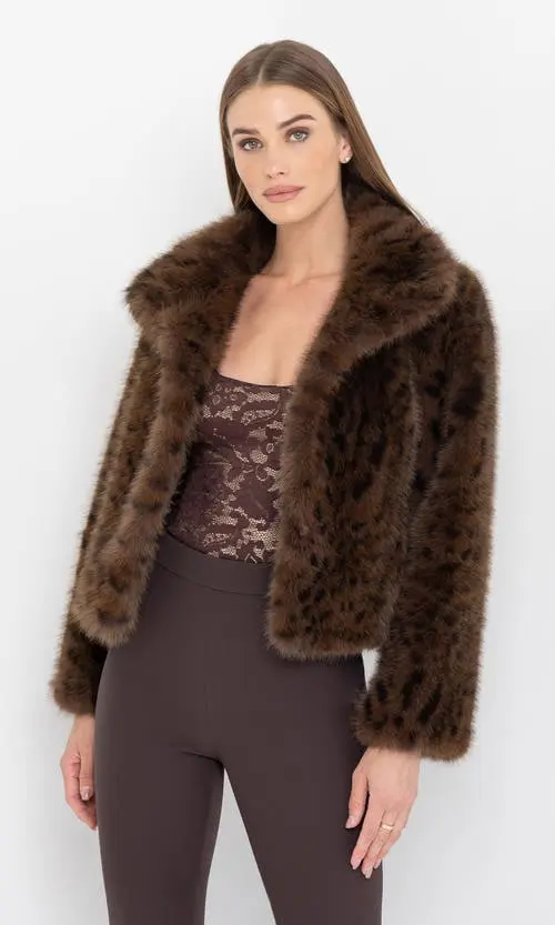 Generation Love Faux Fur Leopard Jacket - Animal/ Brown