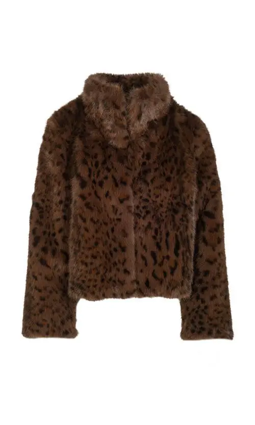 Generation Love Faux Fur Leopard Jacket - Animal/ Brown