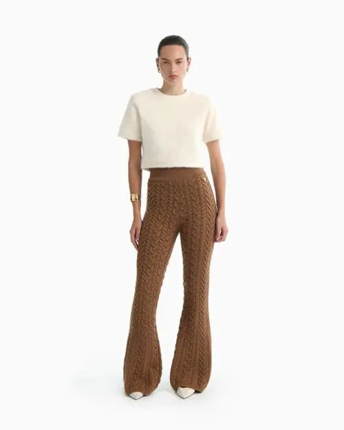 DODIEE Lily Cable-knit High-waisted Pants - Camel