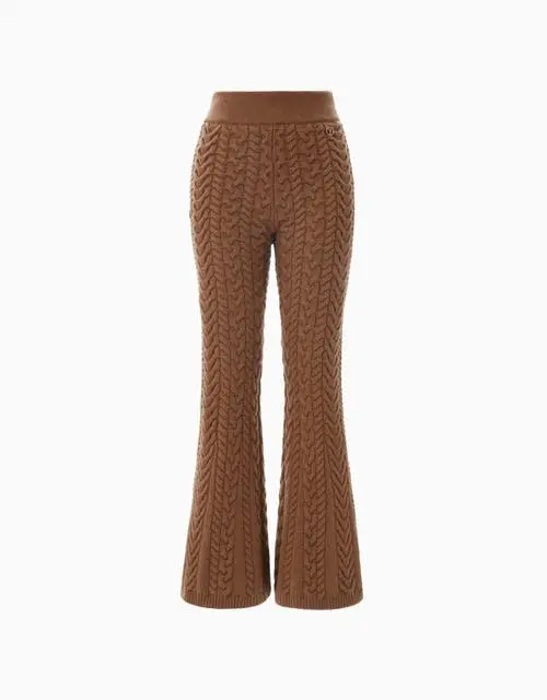 DODIEE Lily Cable-knit High-waisted Pants - Camel
