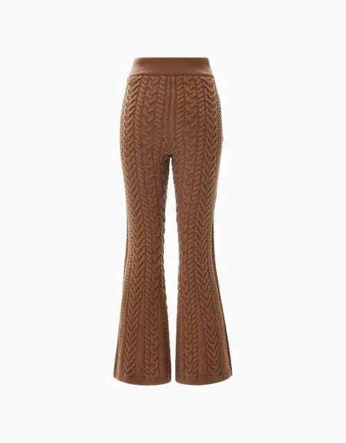 DODIEE Lily Cable-knit High-waisted Pants - Camel