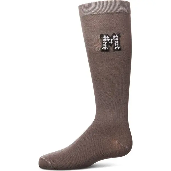 MEMOI Houndstooth Knee High Socks - Gray