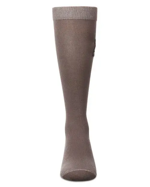 MEMOI Houndstooth Knee High Socks - Gray
