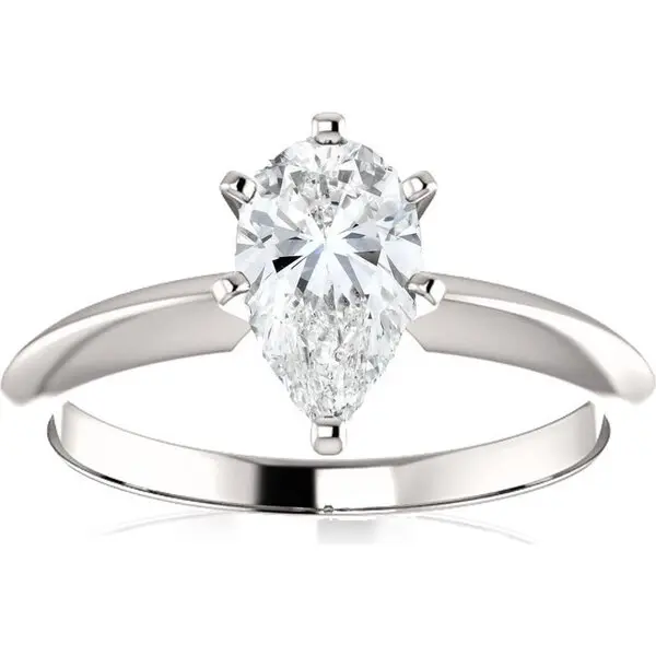 BLISS DIAMOND 1 Ct Pear Lab Grown Diamond 14k Gold Ring - 14k White Gold