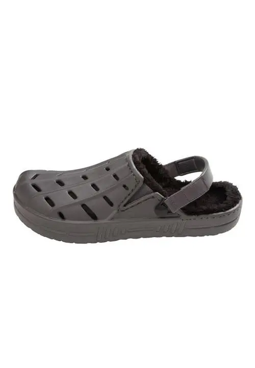 KINGSIZE Fur-lined Rubber Clogs - Carbon
