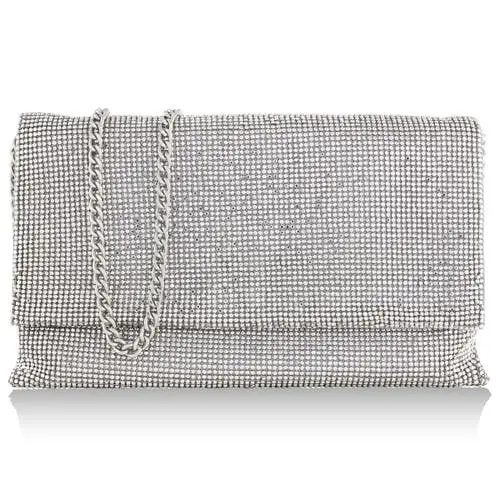 WHITING & DAVIS Gemma Crystal Clutch - Pewter
