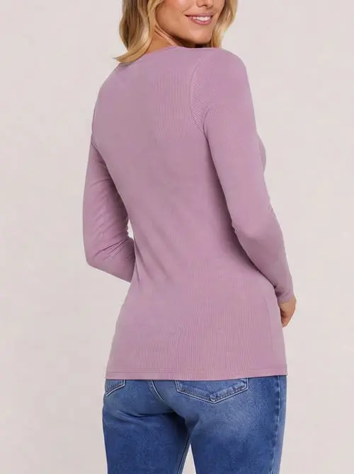 Motherhood Maternity Sweetheart Side-ruched Long Sleeve Tee - Soft Violet