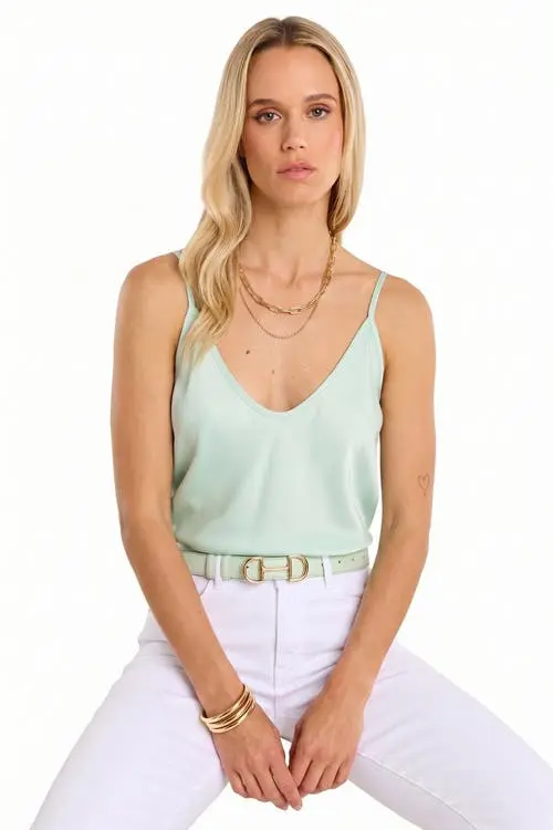 THE NOLI SHOP Yara Silk Camisole - Mint