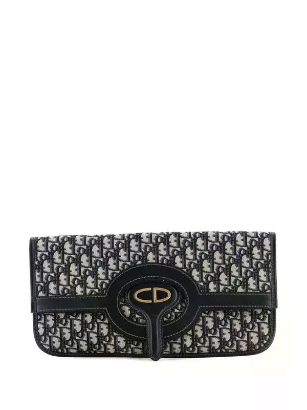 Dior Fold Over Oblique Canvas Clutch Bag - Blue