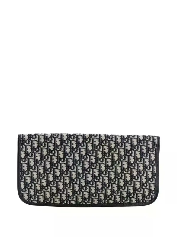 Dior Fold Over Oblique Canvas Clutch Bag - Blue