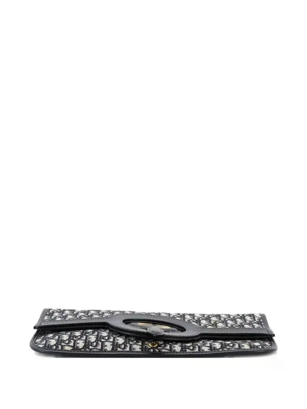 Dior Fold Over Oblique Canvas Clutch Bag - Blue