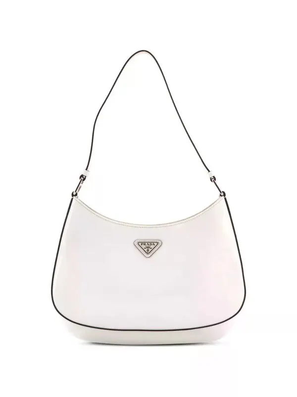 Prada Cleo Shoulder Bag Spazzolato Leather Medium Hobo Bag - White