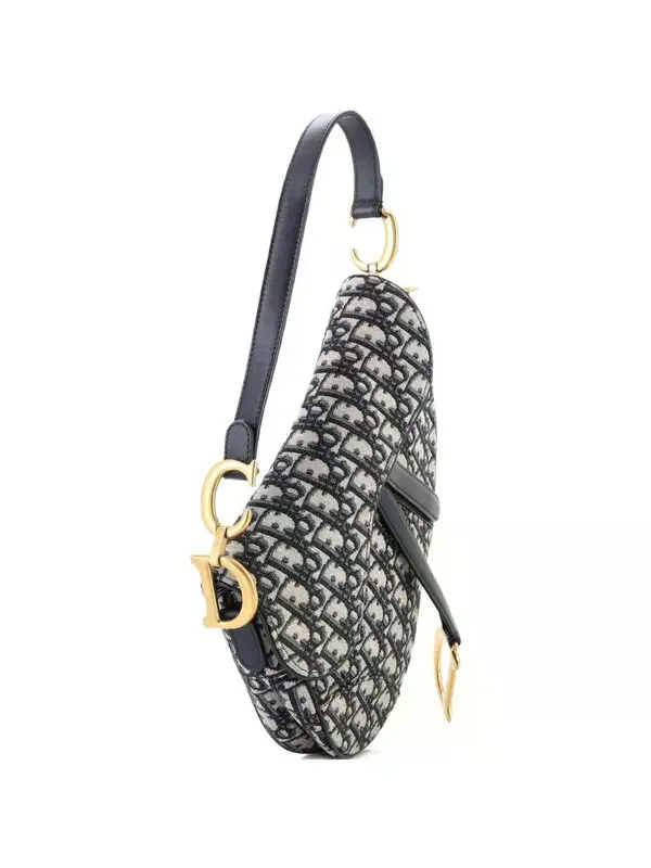 Dior Saddle Oblique Canvas Shoulder Bag - Blue