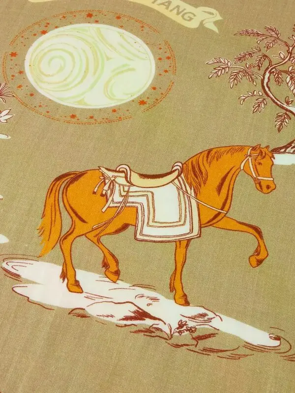 Shanghai Tang Floral Horse Scarf - Neutrals