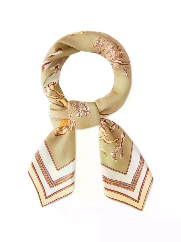 Shanghai Tang Floral Horse Scarf - Neutrals
