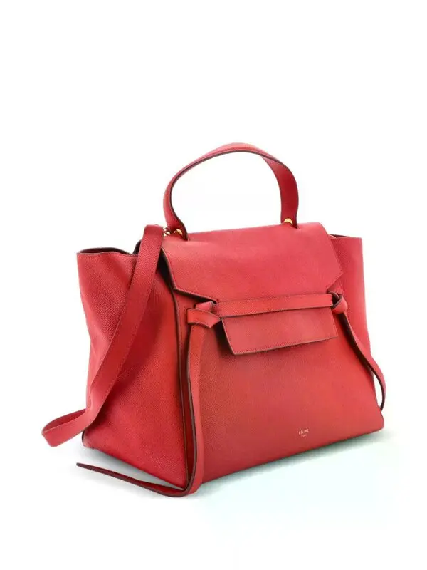 Celine Belt Bag Textured Leather Micro Satchel - Red
