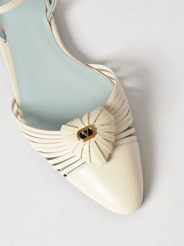 Valentino Garavani Coeur Royal Leather Ballerinas - Butter