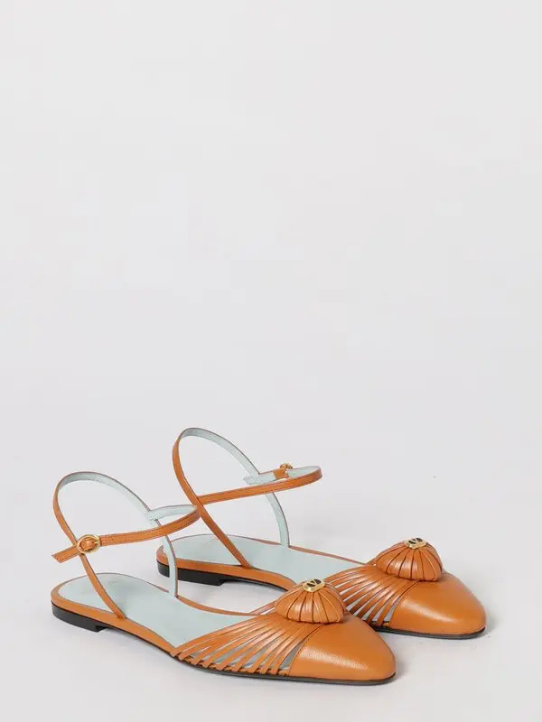 Valentino Garavani Coeur Royal Leather Ballerinas - Orange