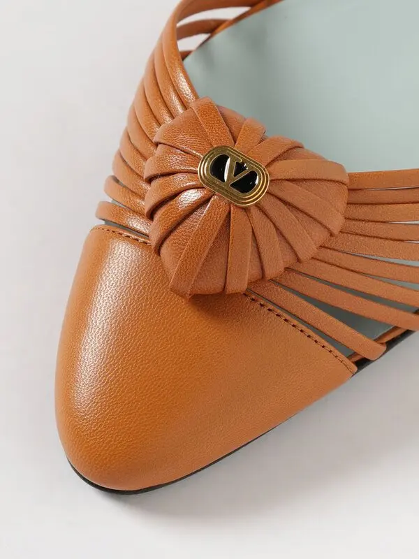 Valentino Garavani Coeur Royal Leather Ballerinas - Orange