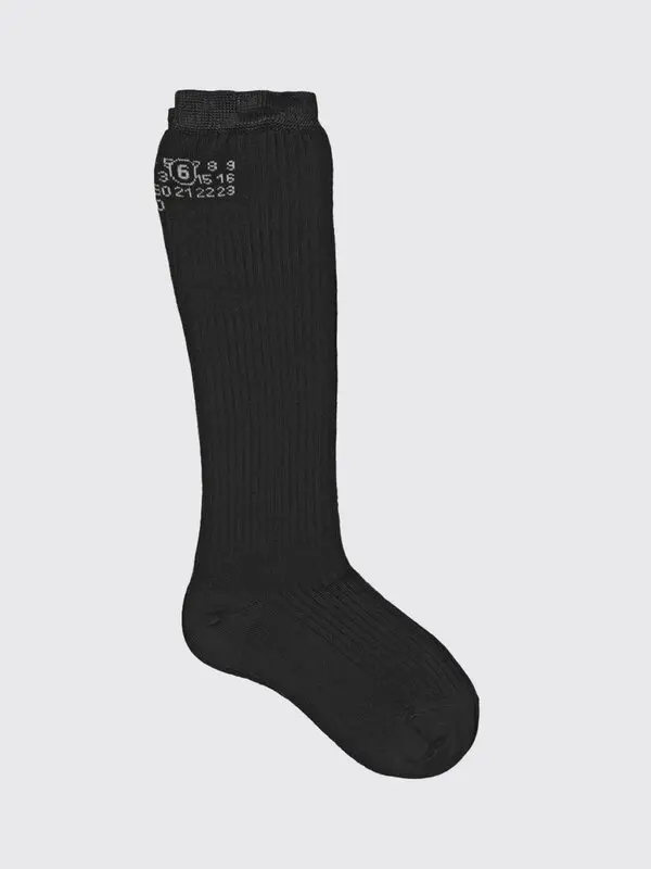 MAISON MARGIELA Cotton Blend Socks With Numbers Logo - Black