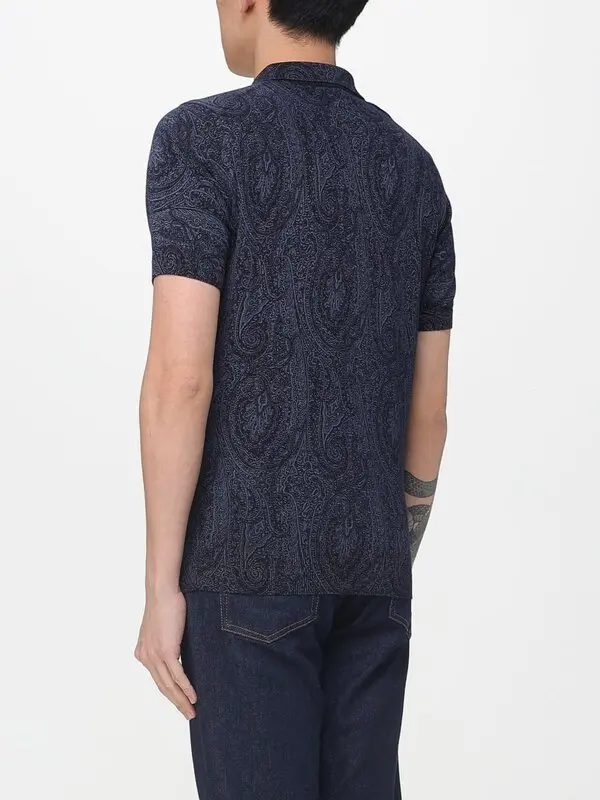 Etro Paisley Cotton Polo Shirt - Blue