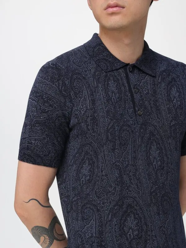 Etro Paisley Cotton Polo Shirt - Blue
