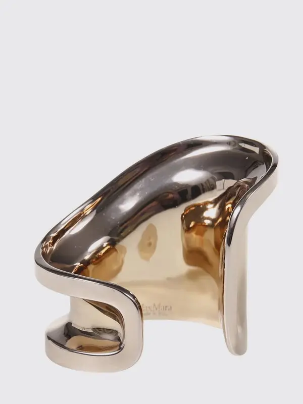 Max Mara Asymmetric Rigid Bracelet In Galvanized Metal - Grey