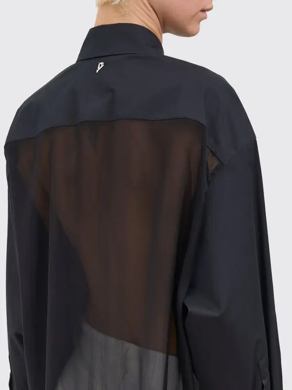 DONDUP Cotton Shirt With Classic Collar And Curved Hem - Black