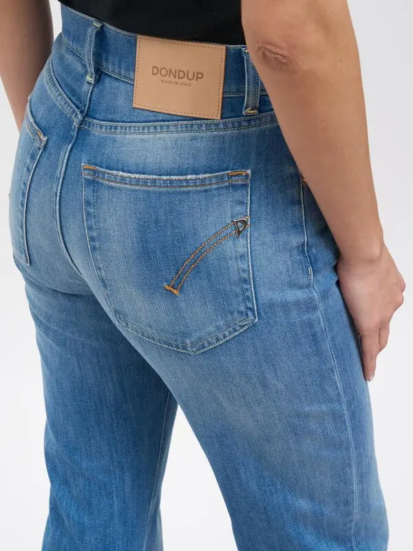 DONDUP Straight Leg High Rise Stretch Denim Jeans