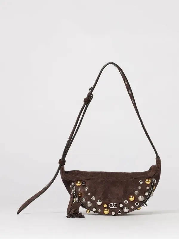 Valentino Garavani Studded Suede Crossbody Bag - Dark