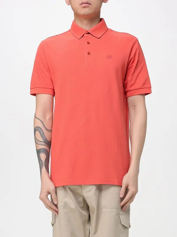 Etro Cotton Polo Shirt With Pegaso Logo - Red