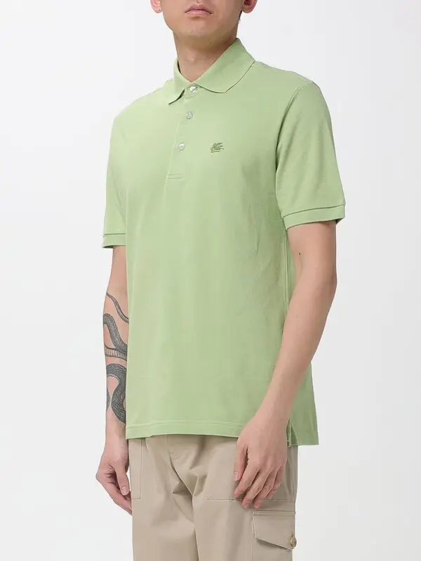 Etro Cotton Polo Shirt With Pegaso Logo - Lime