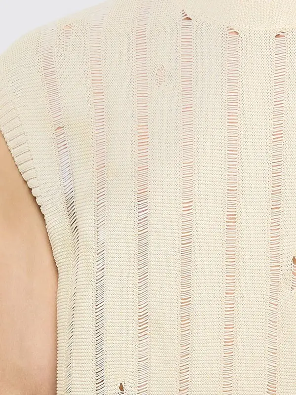 LANEUS Destroyed Effect Cotton Knit Vest