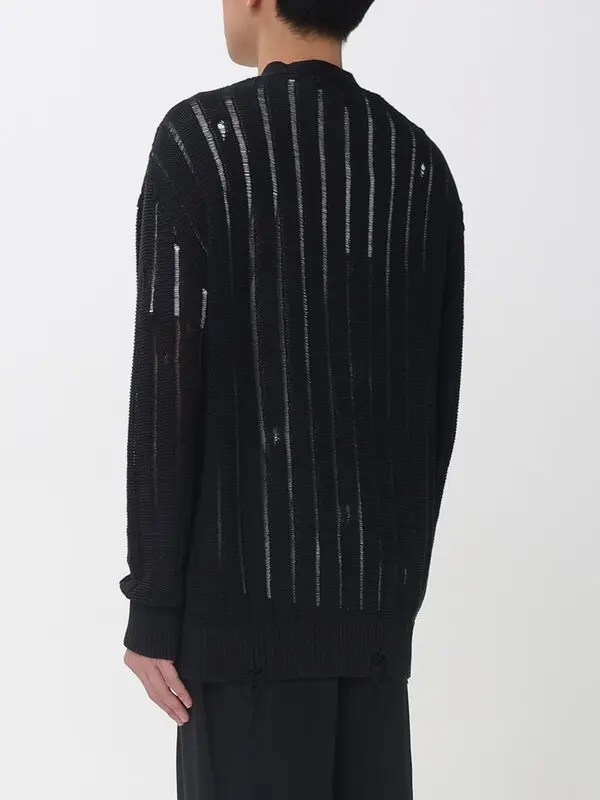 LANEUS Cotton Cardigan With Distressed Effect