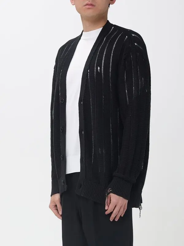 LANEUS Cotton Cardigan With Distressed Effect