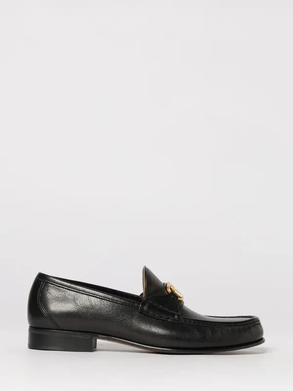 Valentino Garavani Leather Loafers With Gold Tone Hardware - Black