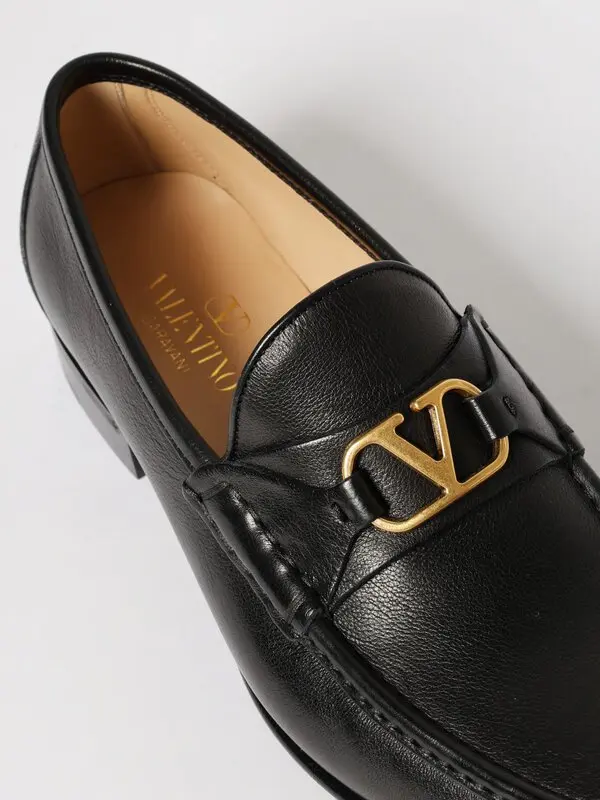 Valentino Garavani Leather Loafers With Gold Tone Hardware