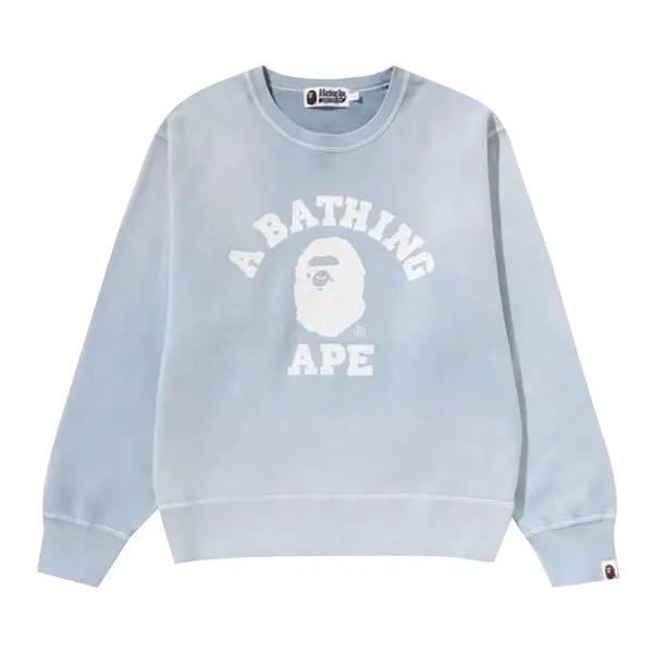 A BATHING APE Washed College Crewneck Sweatshirt - Grey