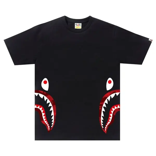 A BATHING APE Color Camo Side Shark Tee - Black