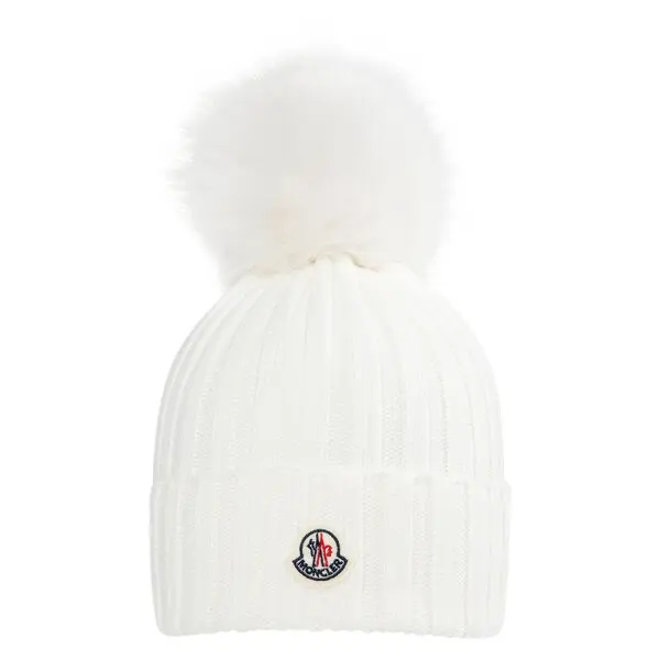 Moncler Beanie With Logo - White